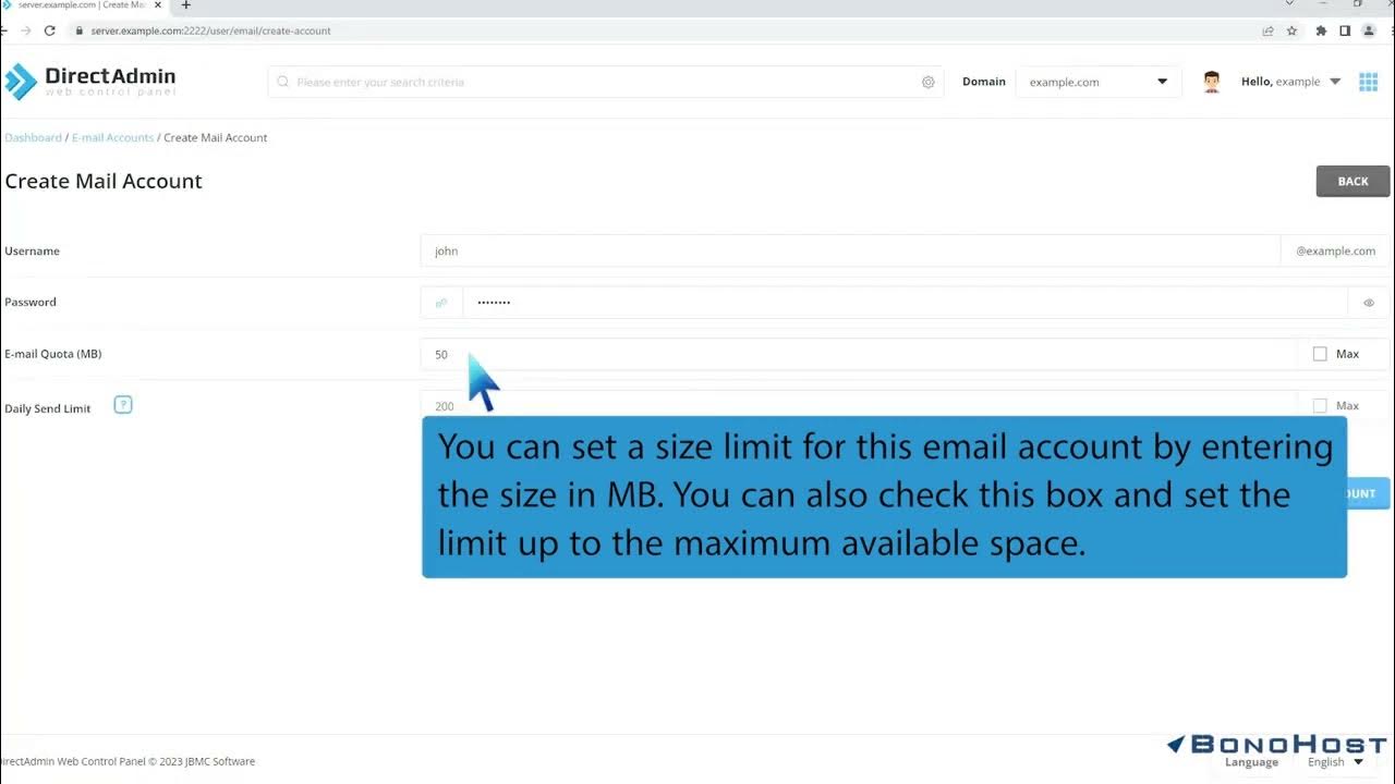 How to Create Email Account in DirectAdmin BonoHost - YouTube