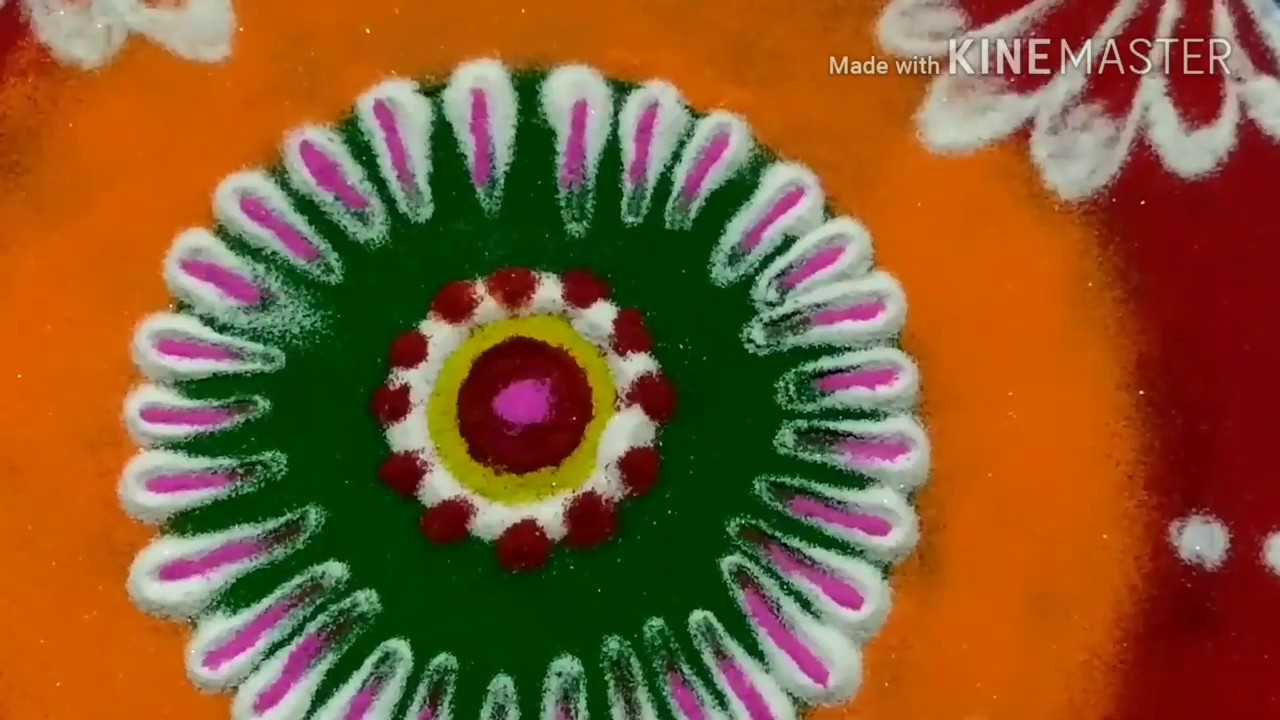 Colourful Rangoli Design|Simple Rangoli | Rangoli Making Video ...