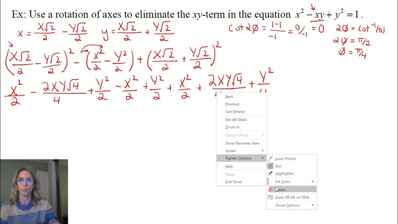 Math 3 Section 11 5 Part 2 Rotation of Axis - YouTube
