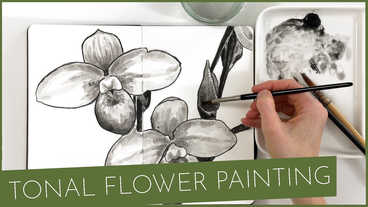 Tonal flower painting - YouTube