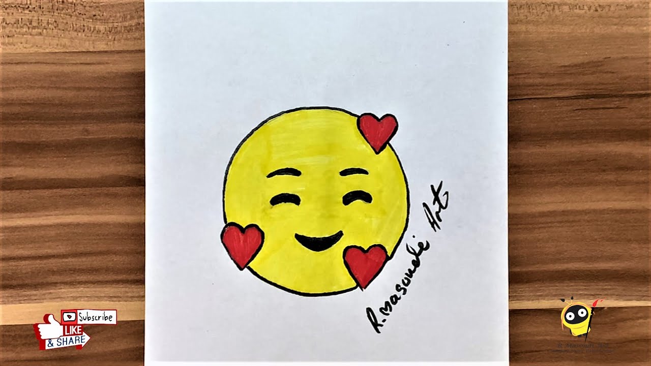 How to draw The Heart Face Emoji 🥰 - YouTube