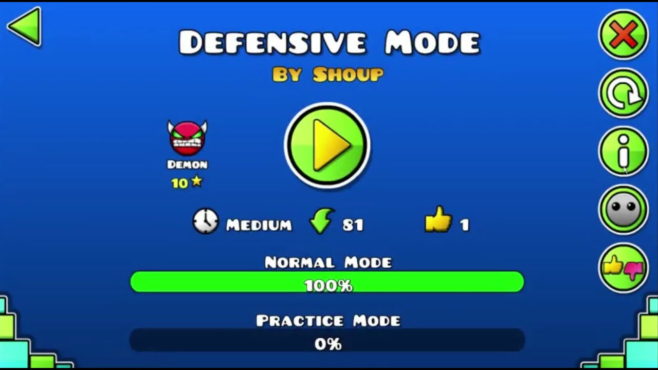 Defensive Mode By Shoup 100% (1.3 GDPS) - YouTube