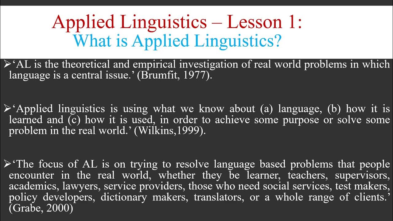 Applied Linguistics - Lesson 1 - What is Applied Linguistics? - YouTube