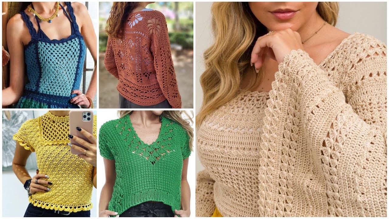 Gorgeous colourful cotton thread top/beautiful crochet top collection ...