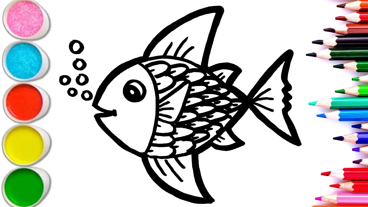 how to draw fish || cara menggambar ikan |gambar untuk anak anak - YouTube