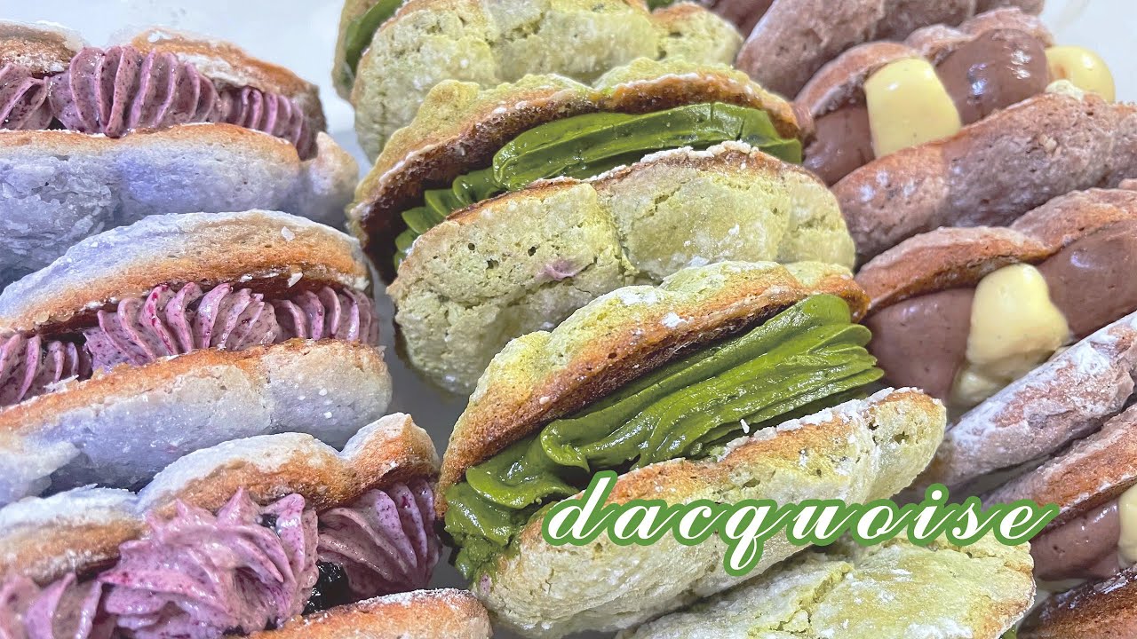 마카롱보다 쉬운 3가지 다쿠아즈 만들기(녹차, 초코바닐라, 블루베리) :How to make Dacquoise (matcha ...