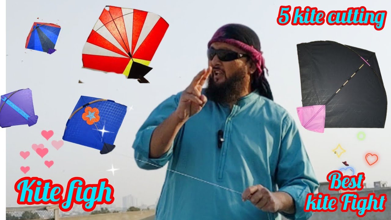 kite fight 5 kite Cutting||nasir iqbal tv - YouTube