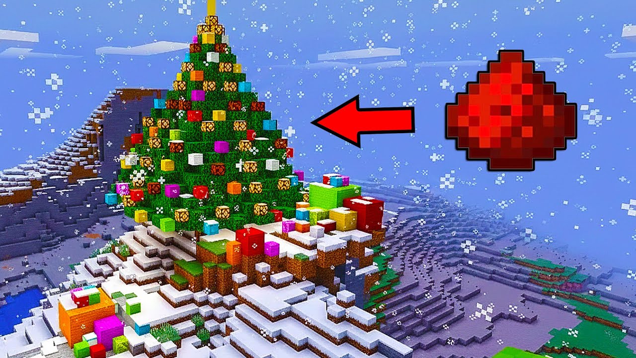 Big Christmas Tree in Redstone Minecraft Build Hacks - YouTube