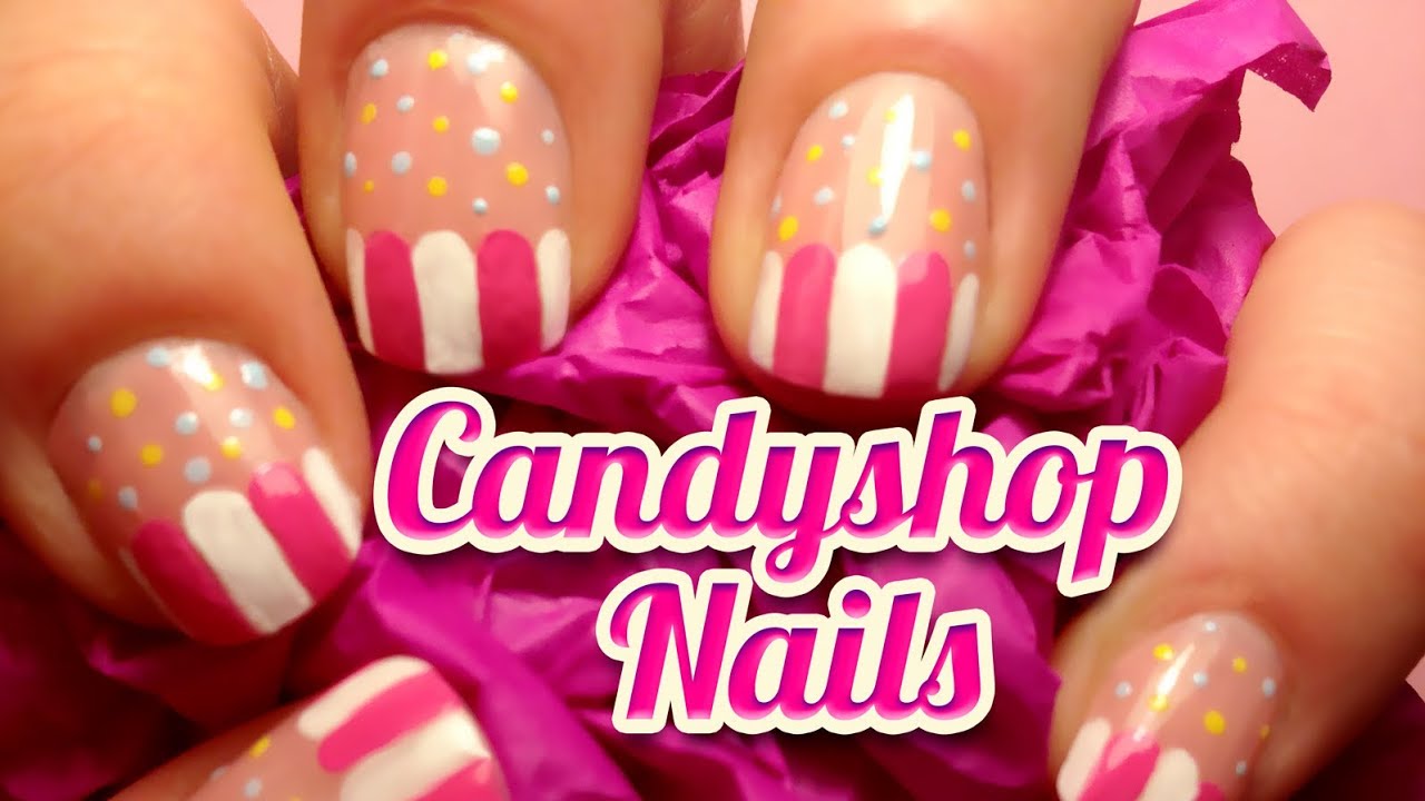 Tutorial: How to do a colorful candyshop inspired nailart - YouTube