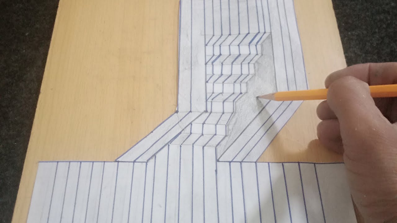 How to Draw Simple 3d Stairs for Beginners - YouTube