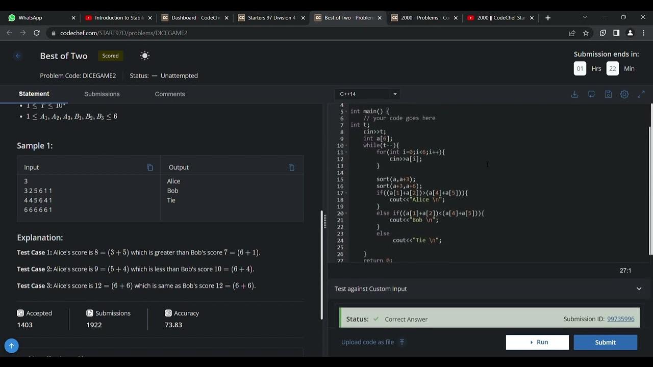 Best of Two Problems || CodeChef Starters 97||CodeChef Contest - YouTube