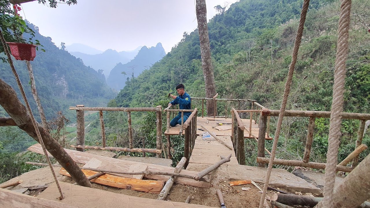 How to make a simple wooden bridge. living alone in the wilderness ...