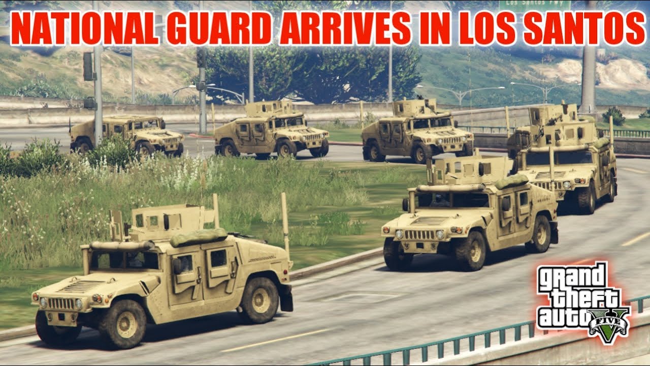 GTA 5 Gameplay | Military Convoy | National Guard Arrives in Los Santos ...