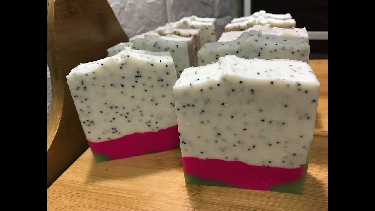 Making and Cutting Dragon Fruit Soap - Cold Process Soap - YouTube