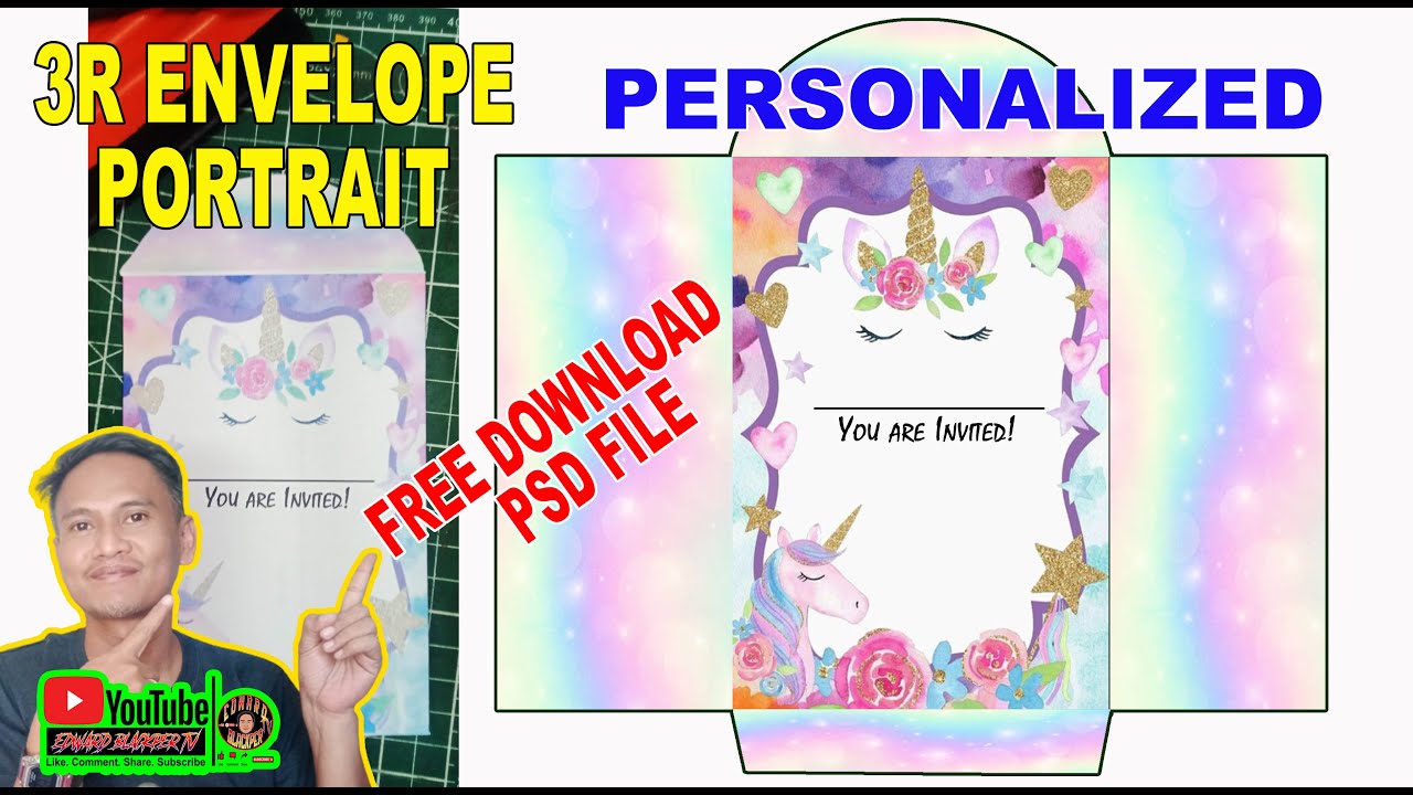 3R Personalized Envelope for Invitation (Portrait) I FULL TUTORIAL ...
