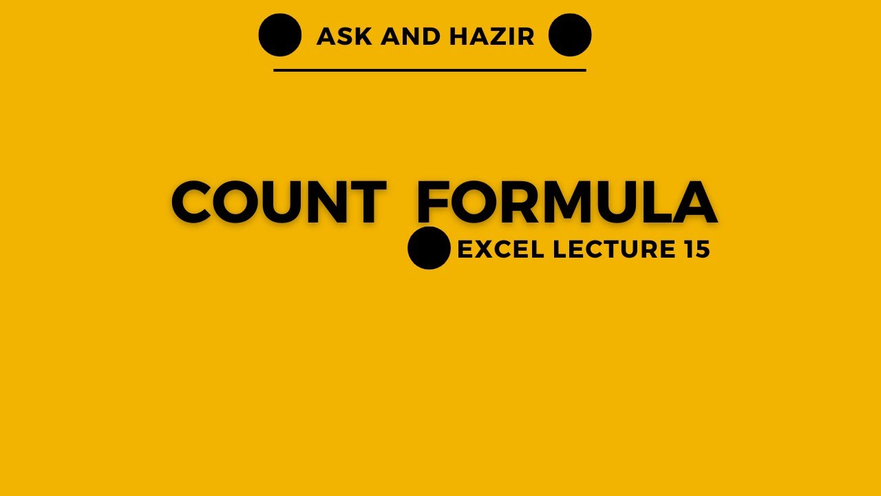 Number Count Formula In Excel Excel Lecture 13 YouTube Number Count Formula In Excel Excel Lecture 13 YouTube