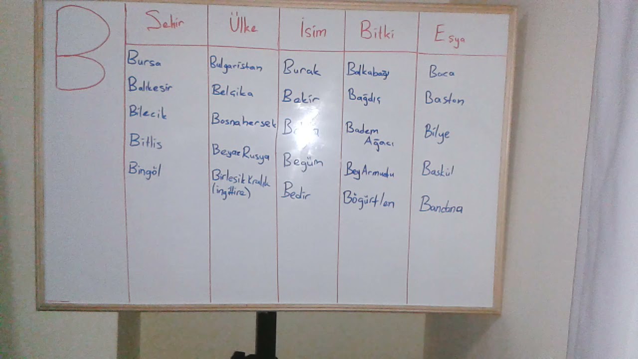 B HARFİ İLE BAŞLAYAN İSİM ŞEHİR ÜLKE HAYVAN BİTKİ / İSİM ŞEHİR OYUNU ...