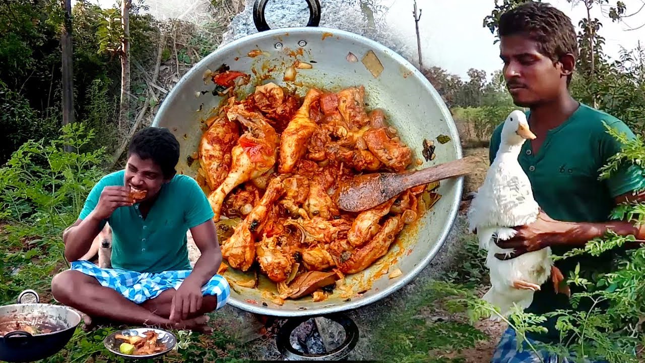 Primitive Technology: Hunting and Cooking Big Duck In Agriculture Land ...