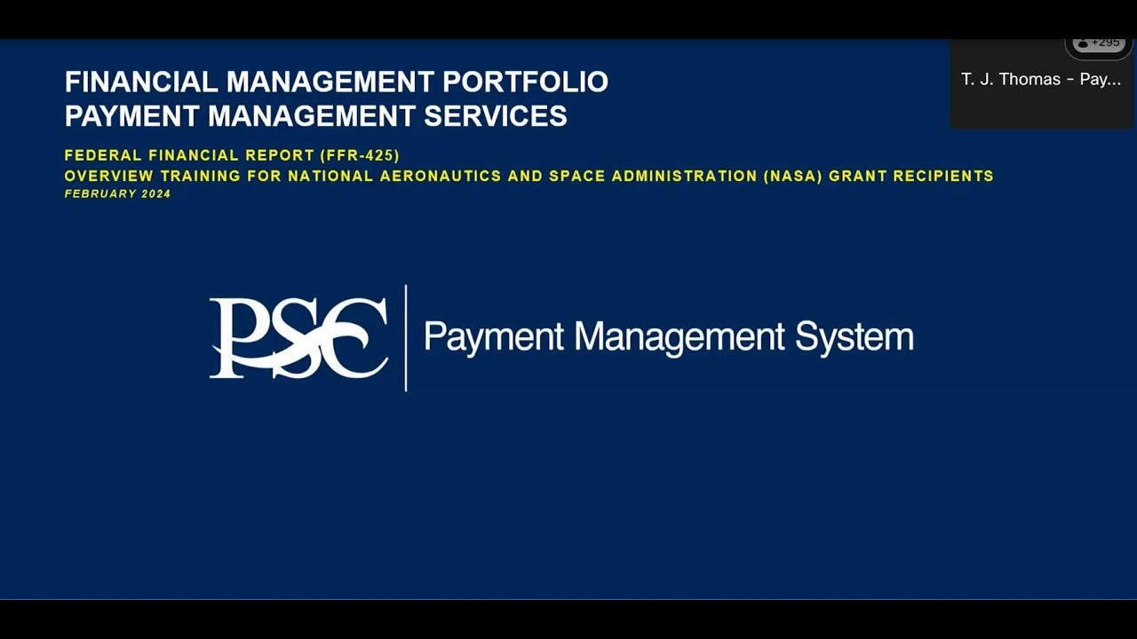 Payment Management System - NASA Grant Recipient Training March 14 ...
