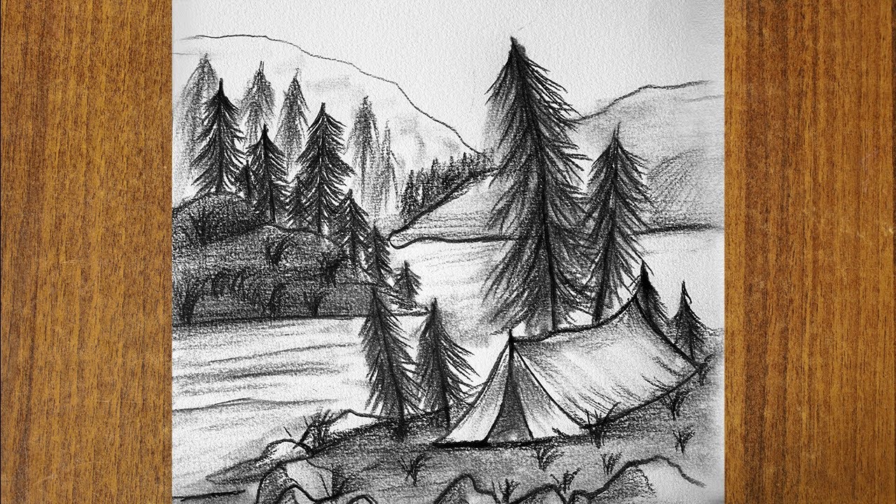 How to draw a camping tent || Camping tent drawing easy - YouTube