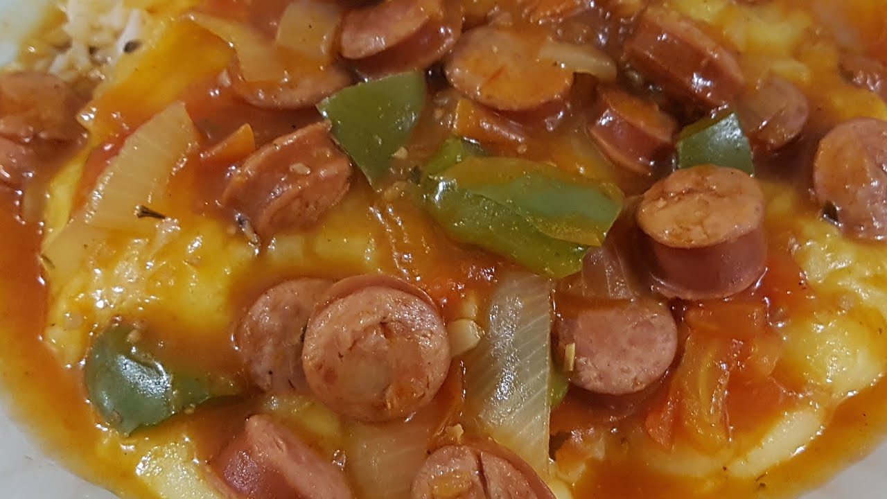 Como fazer polenta (angú) com linguiça ao molho - YouTube