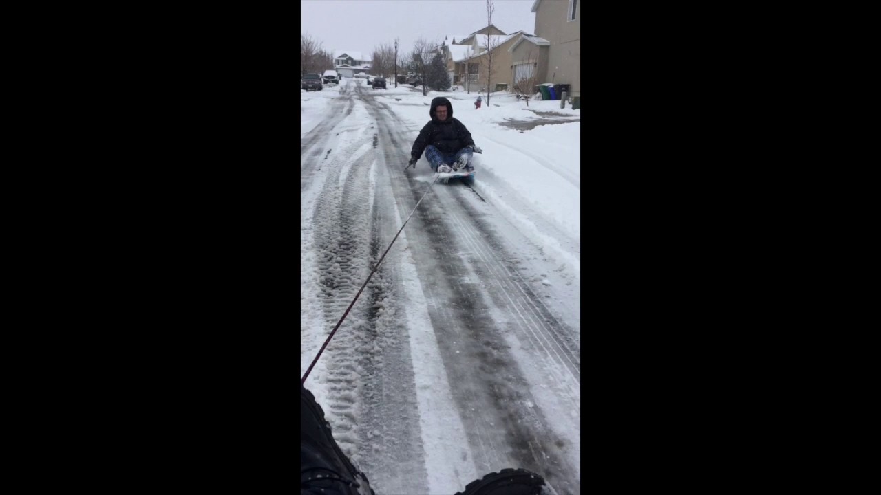 Towing Sled Behind Car, Bizzing, Skitching - YouTube