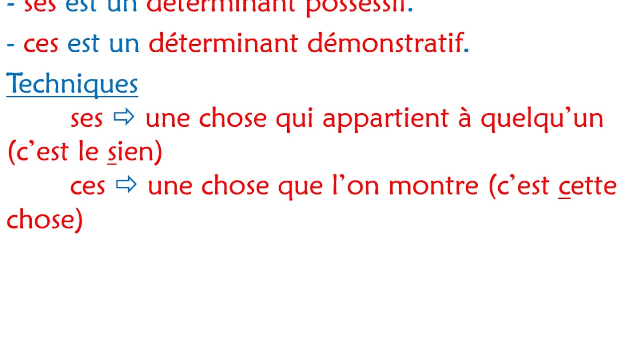 ORTHO 6 Les homophones grammaticaux ses ces - YouTube