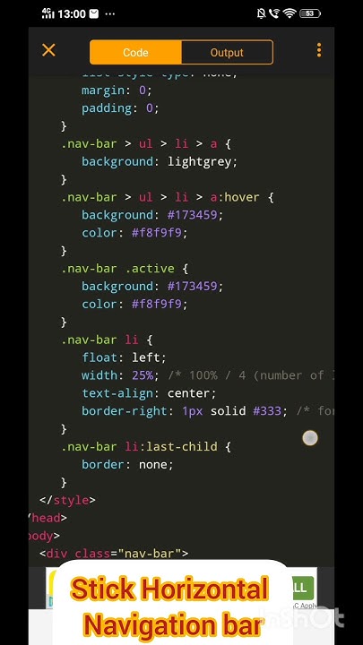 Stick horizontal navigation bar#css3course #csstutorialscool#shortvideo - YouTube