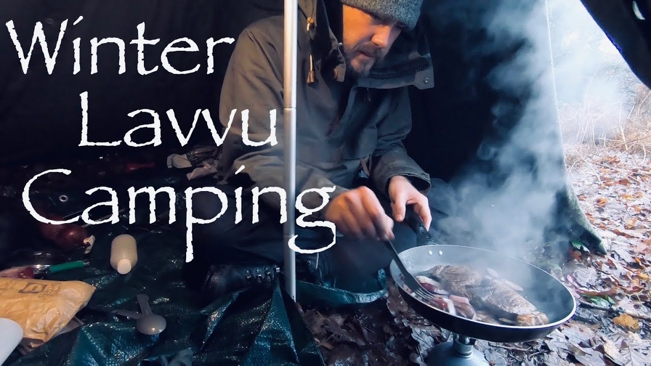 Winter Lavvu Camping & Cooking Steak and Onions in the Woods - YouTube