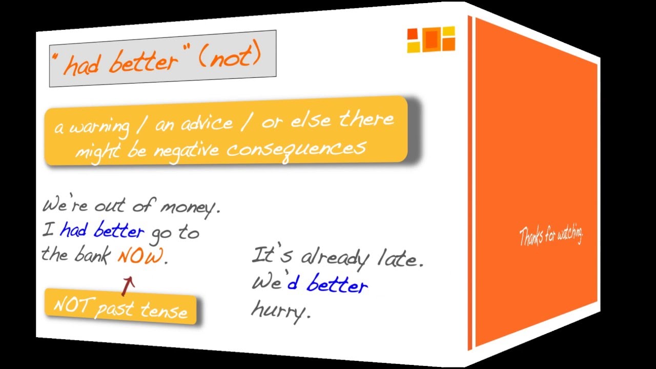 When to use "had better". (an English grammar video) - YouTube