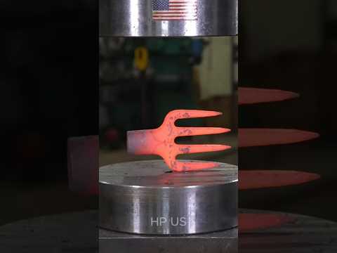 Hydraulic Press vs Red hot Steel trident shape