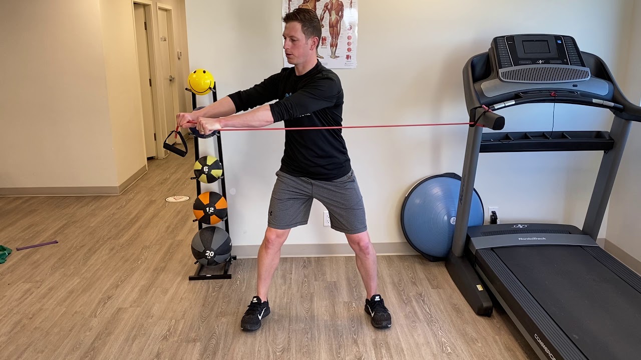 Athletic Stance Banded Rotations - Trunk stability - YouTube