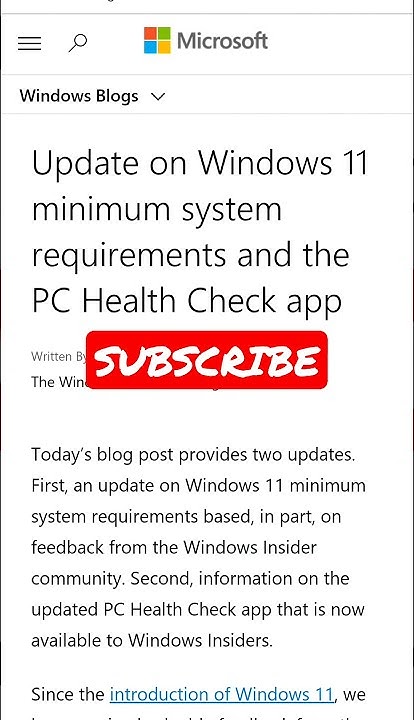Update on Windows 11 minimum system requirements - YouTube