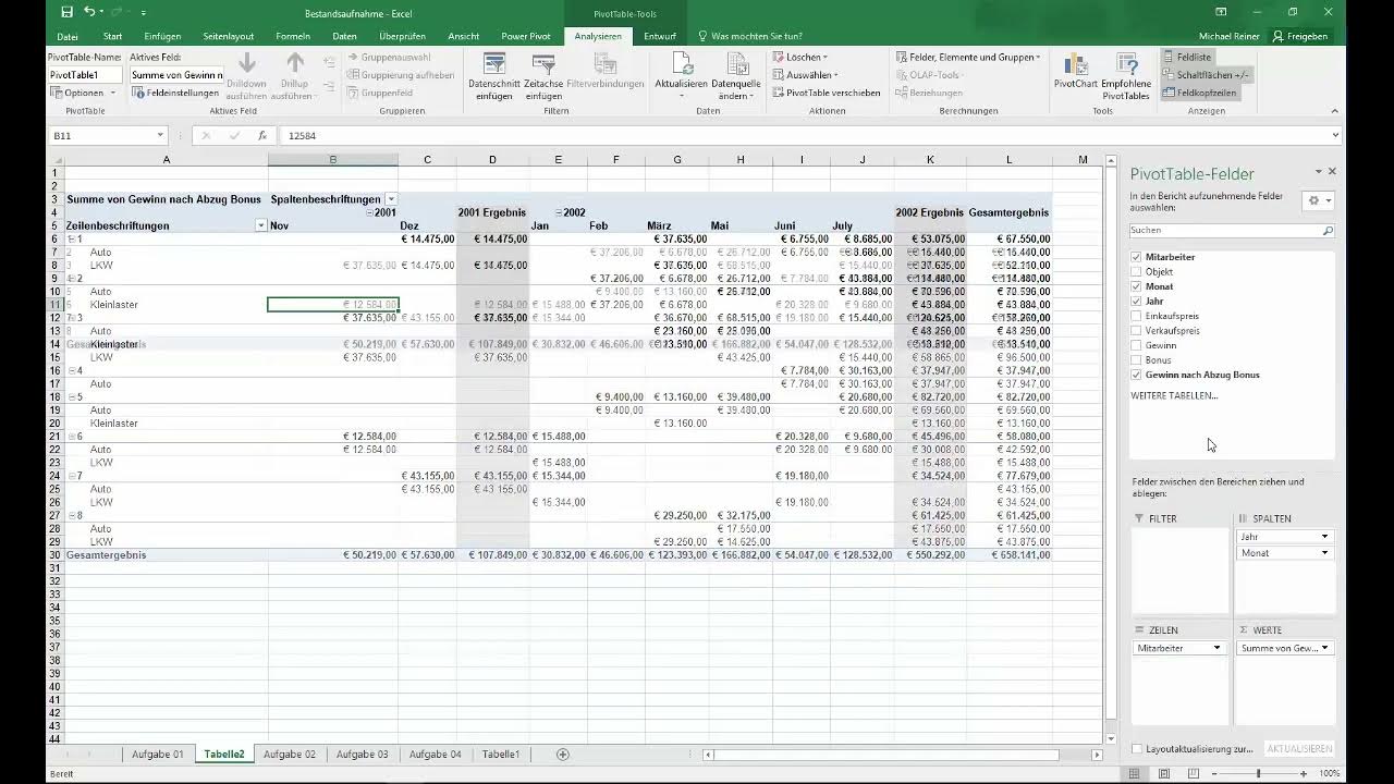 Excel d 4 Pivot Tabellen - YouTube
