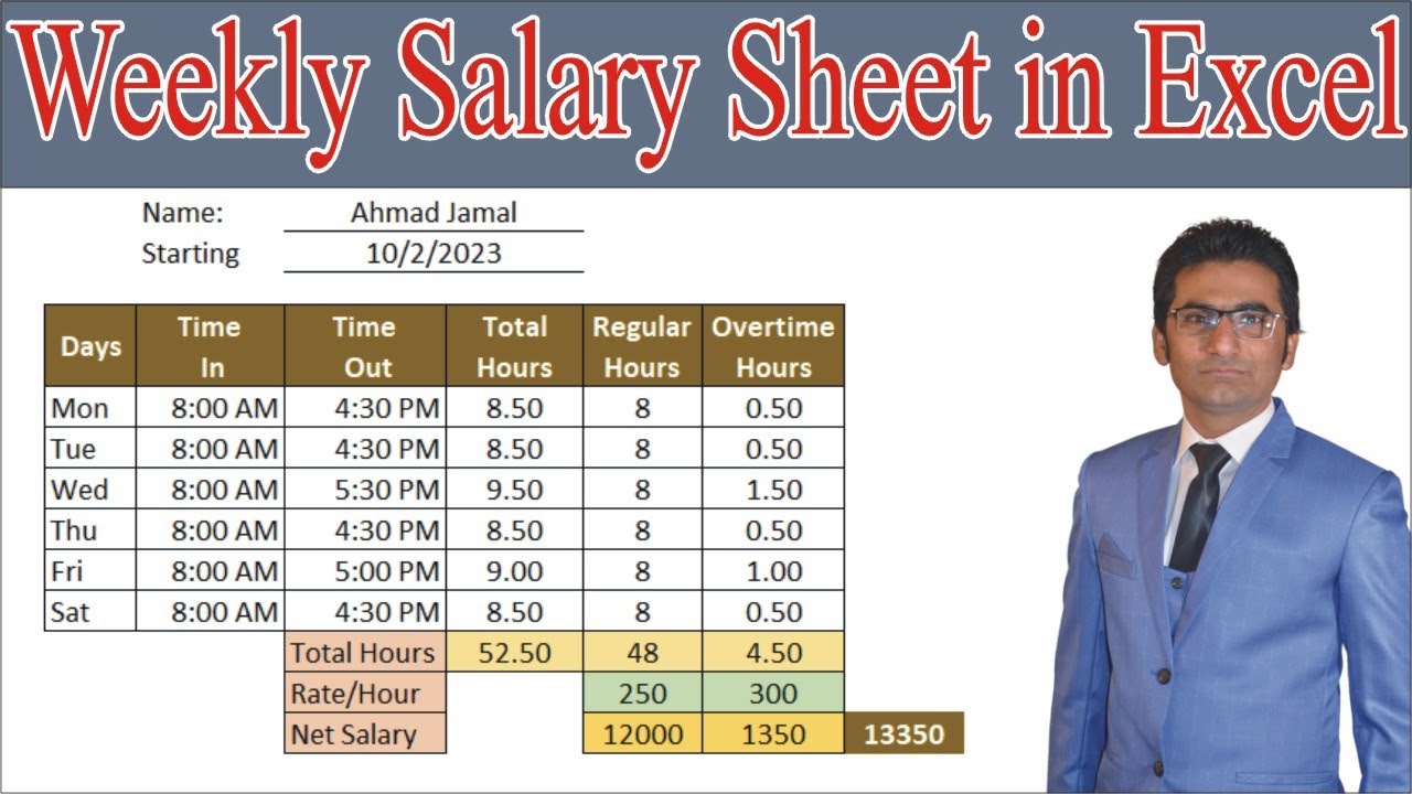 Weekly Salary Sheet in Excel - YouTube