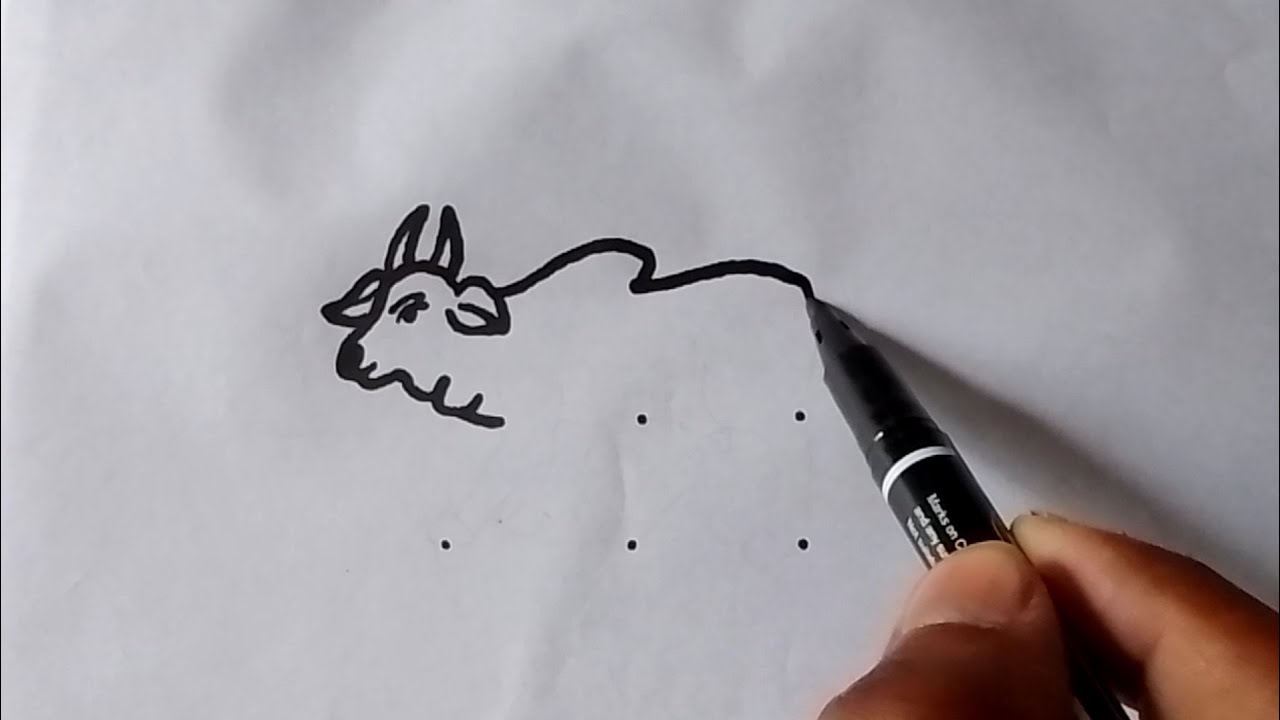 How To Draw Cow With 3×3 Dots| How To Draw A Ox Drawing Easy Step By ...