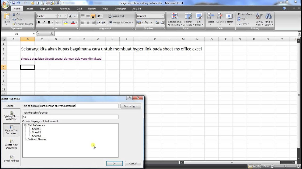 hyperlink excel 2007 - YouTube