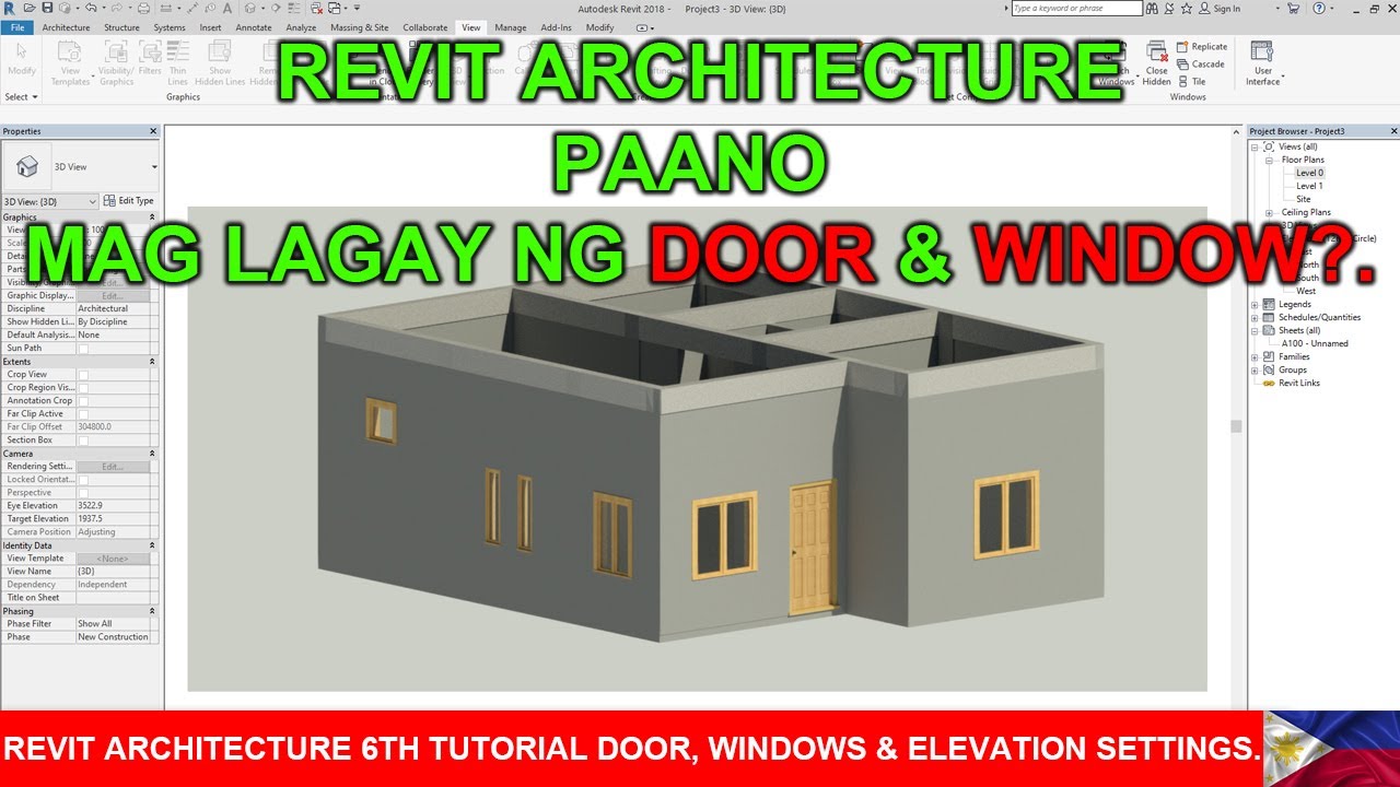 REVIT ARCHITECTURE 6TH TUTORIAL DOOR, WINDOW & ELEVATION SETTING - YouTube