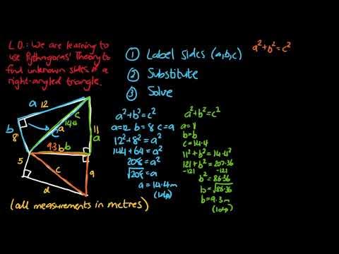 9MAT: Pythagoras' Theory - mixed long and short side - YouTube
