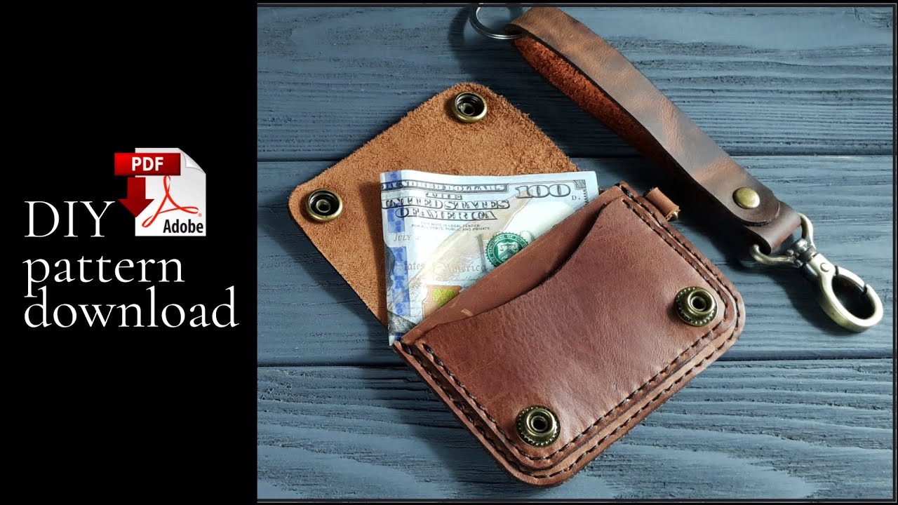 Making a leather card holder | Keychain wallet | PDF pattern | DIY ...