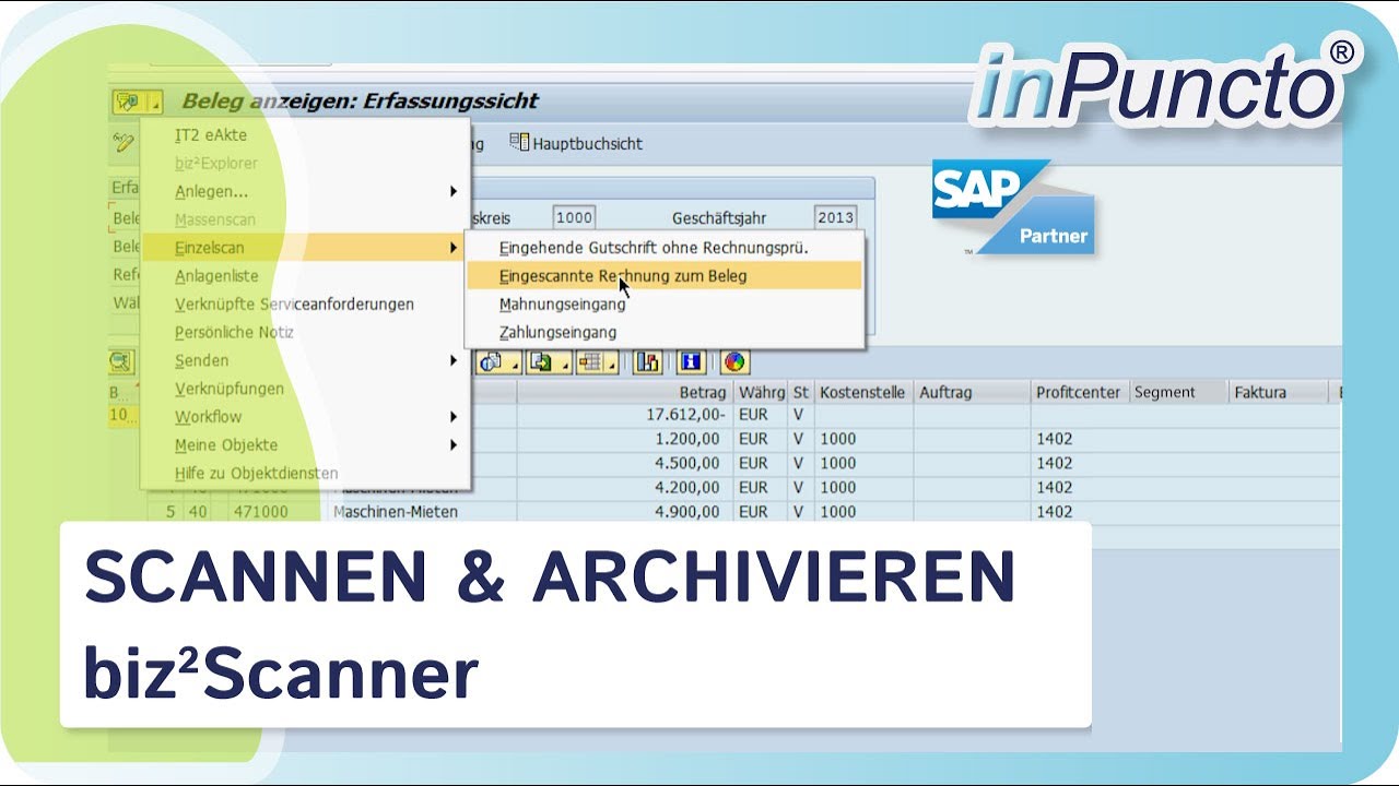 Scannen und Archivieren in SAP mit biz² Scanner - YouTube