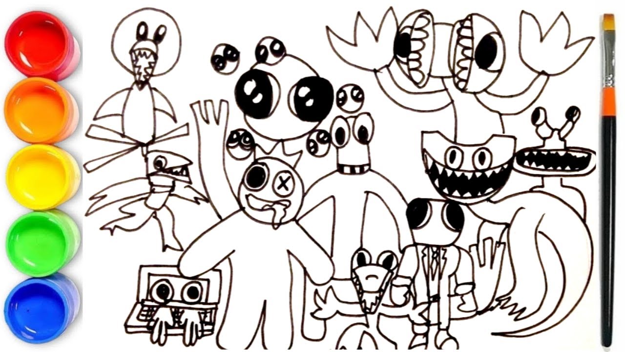 How to draw Rainbow Friends, Rainbow Friends Drawing, Rainbow Friends ...