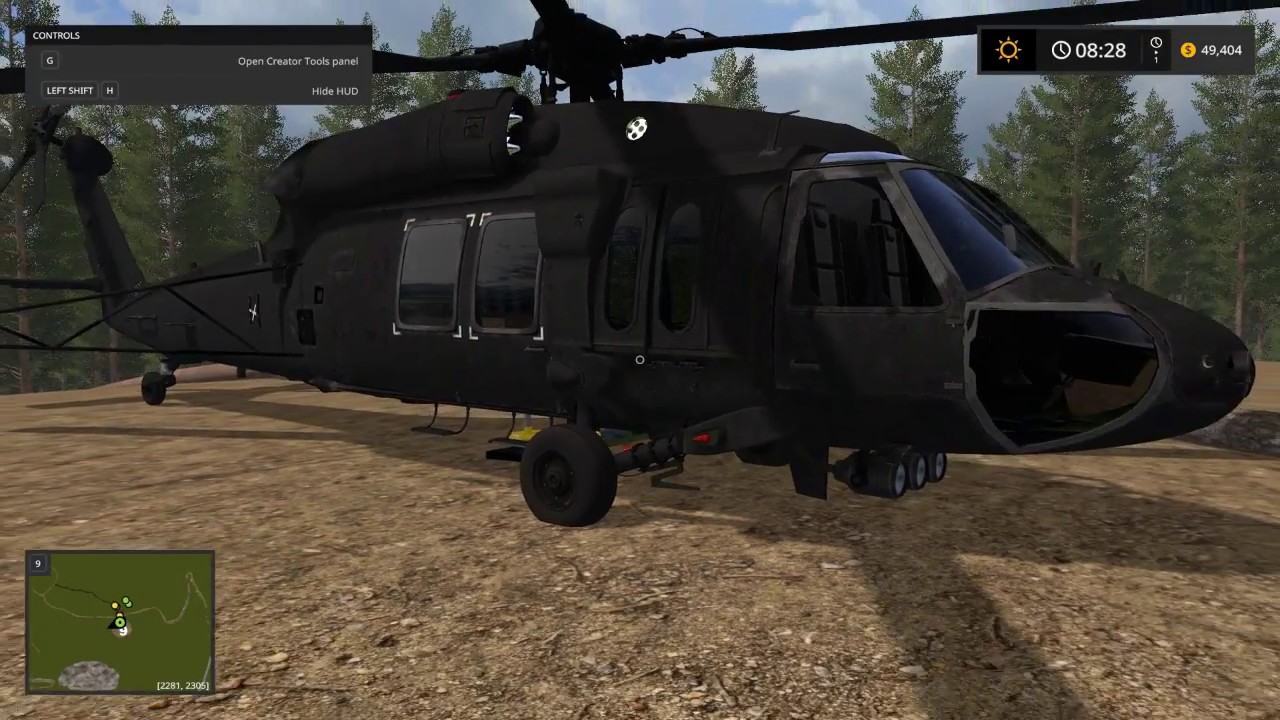 Farming simulator 17- mod demo - black hawk helicopter from Lambo-Mods ...