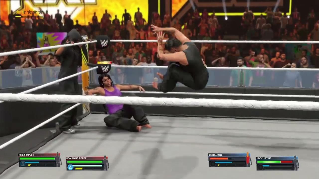 WWE 2K23 - Roxanne Perez & Rhea Ripley vs. Cora Jade & Jacy Jayne - Tag Team Match - YouTube