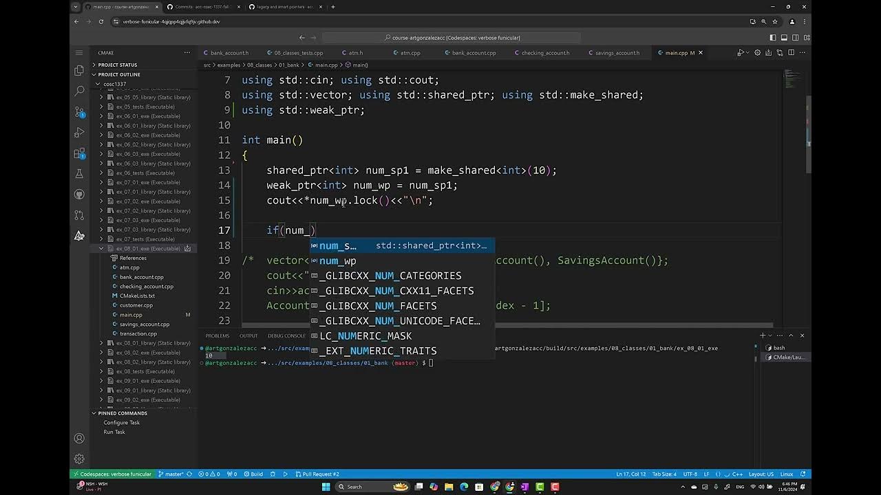 110624 COSC 1337 C++ weak_ptr - YouTube