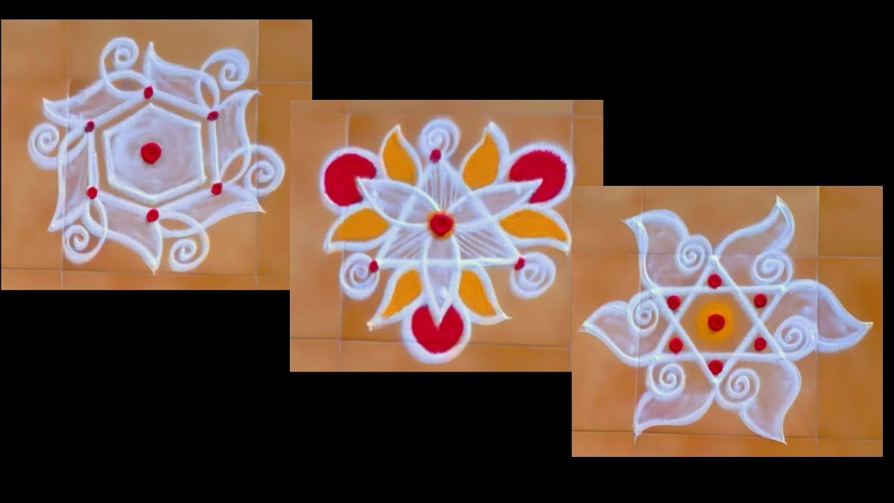 3 dots 3 Rangoli// easy and beautiful rangoli design for beginners ...