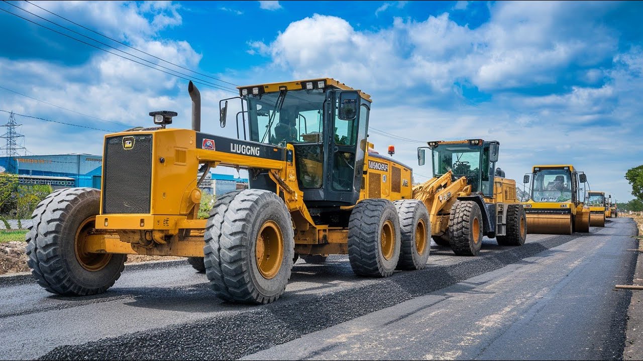 A group of new foundation construction machines is working together to ...