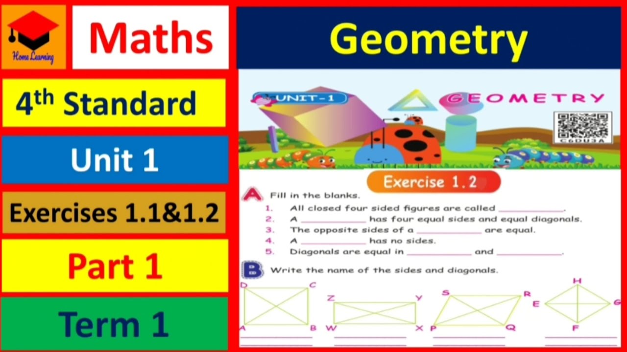 Geometry- Part 1- Exercises 1.1 & 1.2- 4th- Std- Maths- Unit- - Pages: 1 to 6- Term 1- with ...