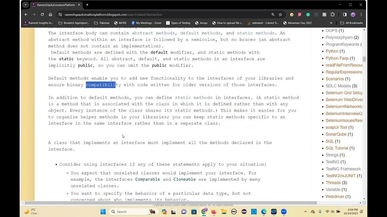 Corejava Oops Abstraction Interface Theory Dec 14 2023 Youtube