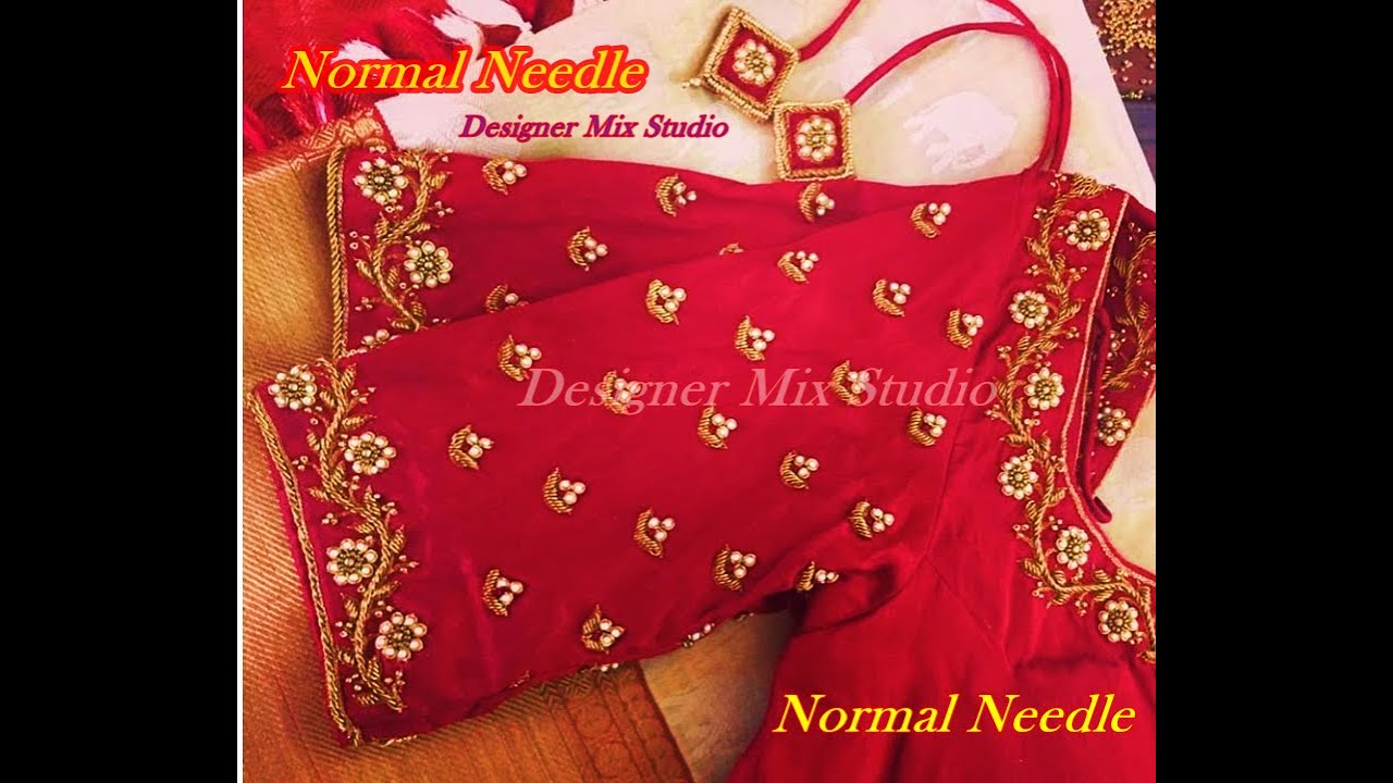 Aari work using normal needle ~ design 8 - YouTube